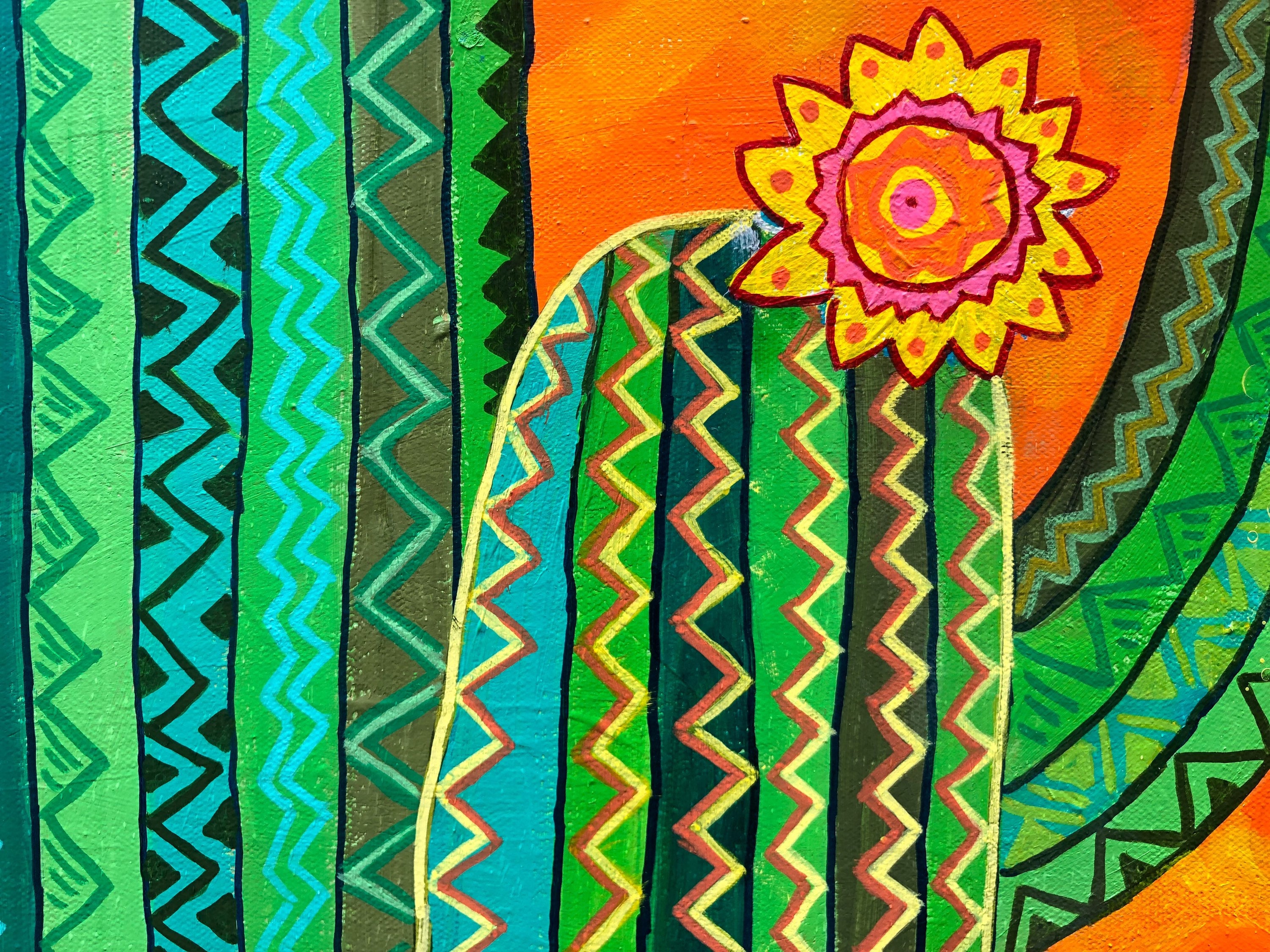 Mexican Folk Art Painting Original Cactus Painting on Canvas Maximalist ...