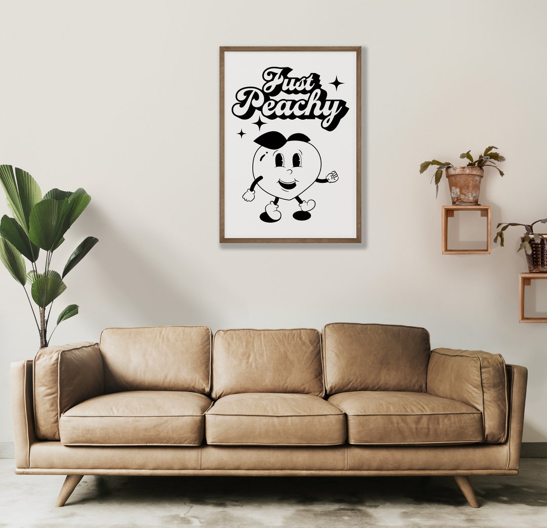 Just Peachy Wall Art Print, Retro Quote Poster, Trendy Wall Print ...