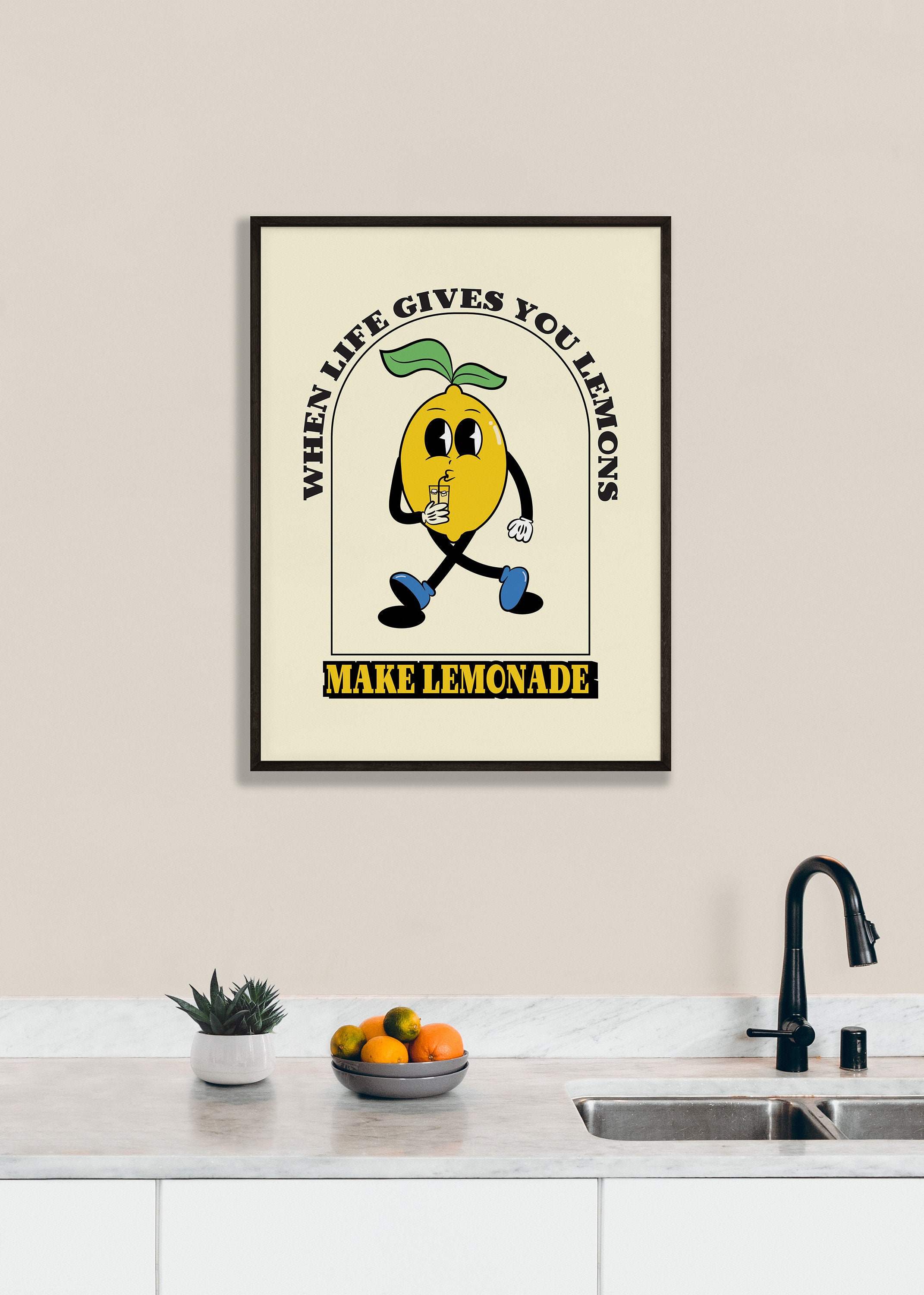 When Life Gives You Lemons Retro Wall Print, Trendy Wall Print, Digital ...