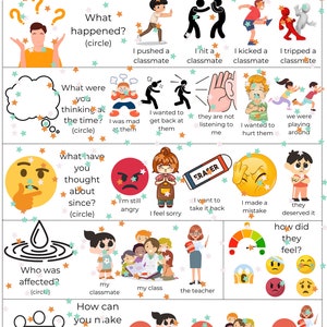 Lower Elementary Think Sheet - Restorative Questions - Etsy