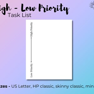 High - Low Priority Task List - PRINTABLE - Etsy