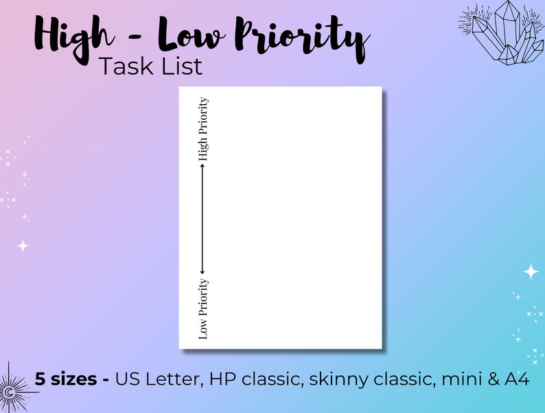 High - Low Priority Task List - PRINTABLE - Etsy