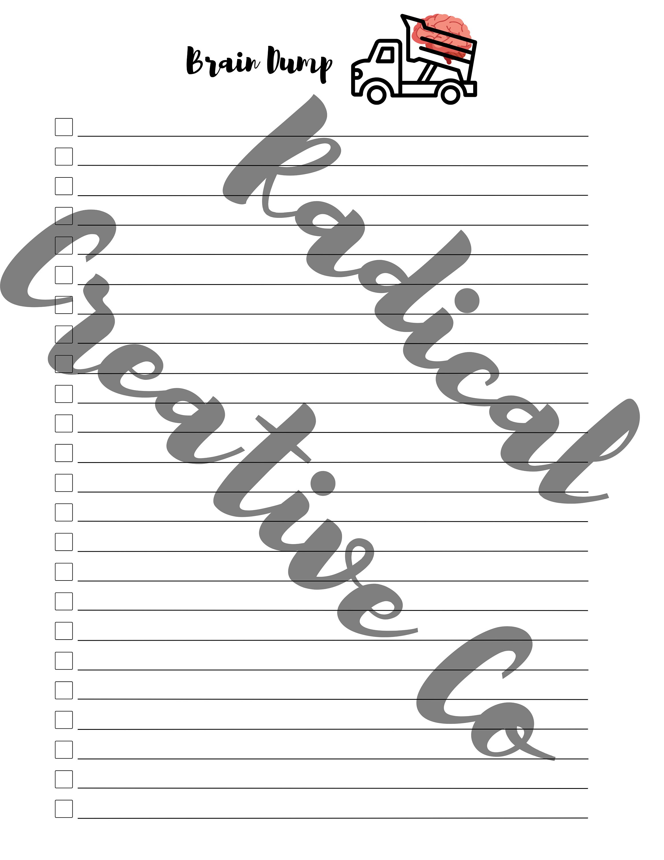 Brain Dump Checklist - PRINTABLE - Etsy