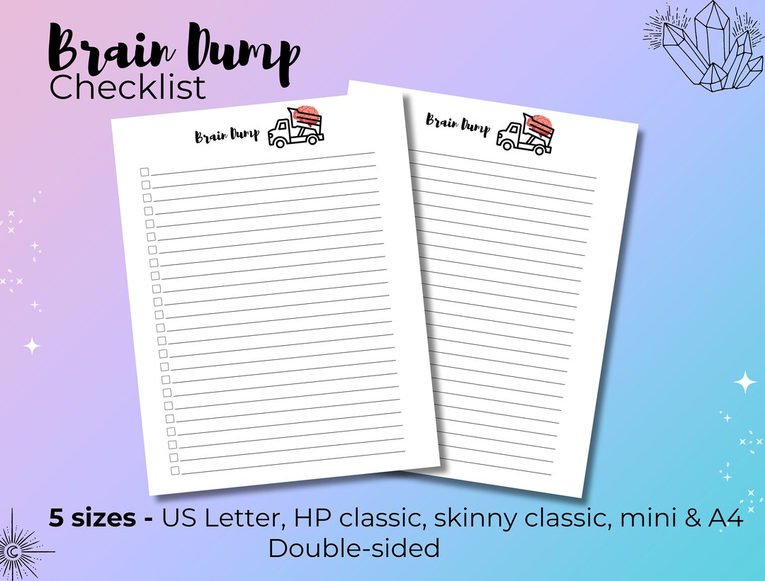 Brain Dump Checklist - PRINTABLE - Etsy