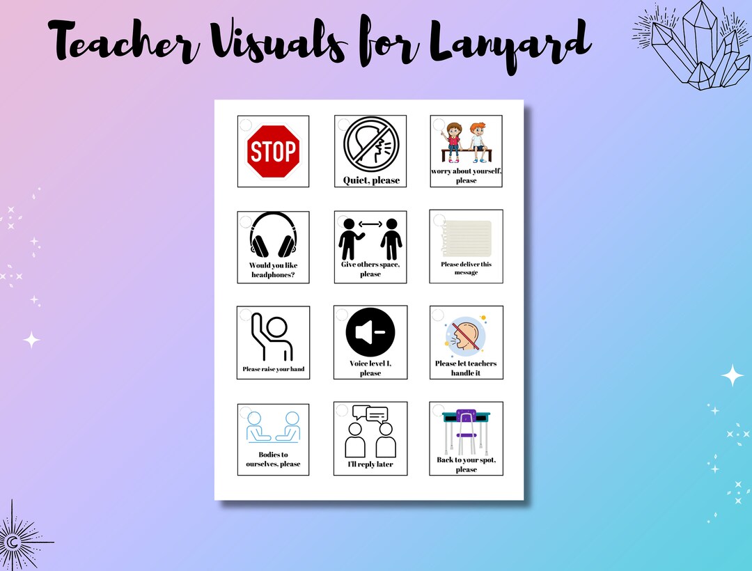 Teacher Visuals for Lanyard - Special Education - PRINTABLE - Etsy
