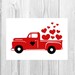 Red Valentine Truck With Hearts Vinyl Decal Farmhouse Truck Decal ...