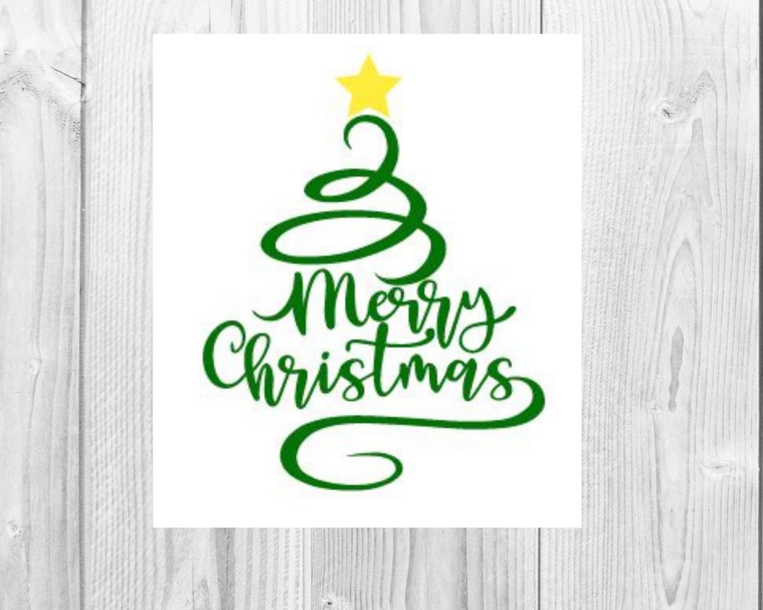 Merry Christmas Tree Vinyl Decal Christmas Tree Decal Merry Christmas ...