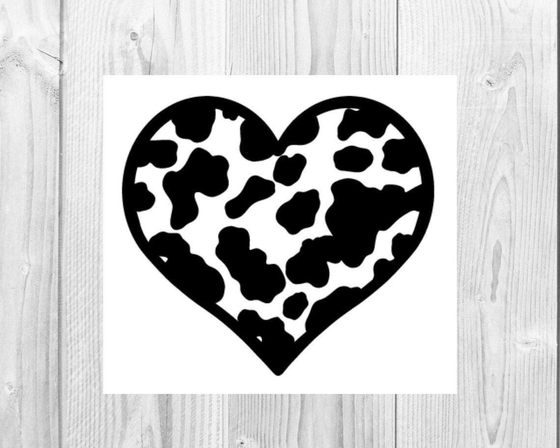 Cow Print Heart Decal Heart Decal Sticker Cow Print Decal - Etsy