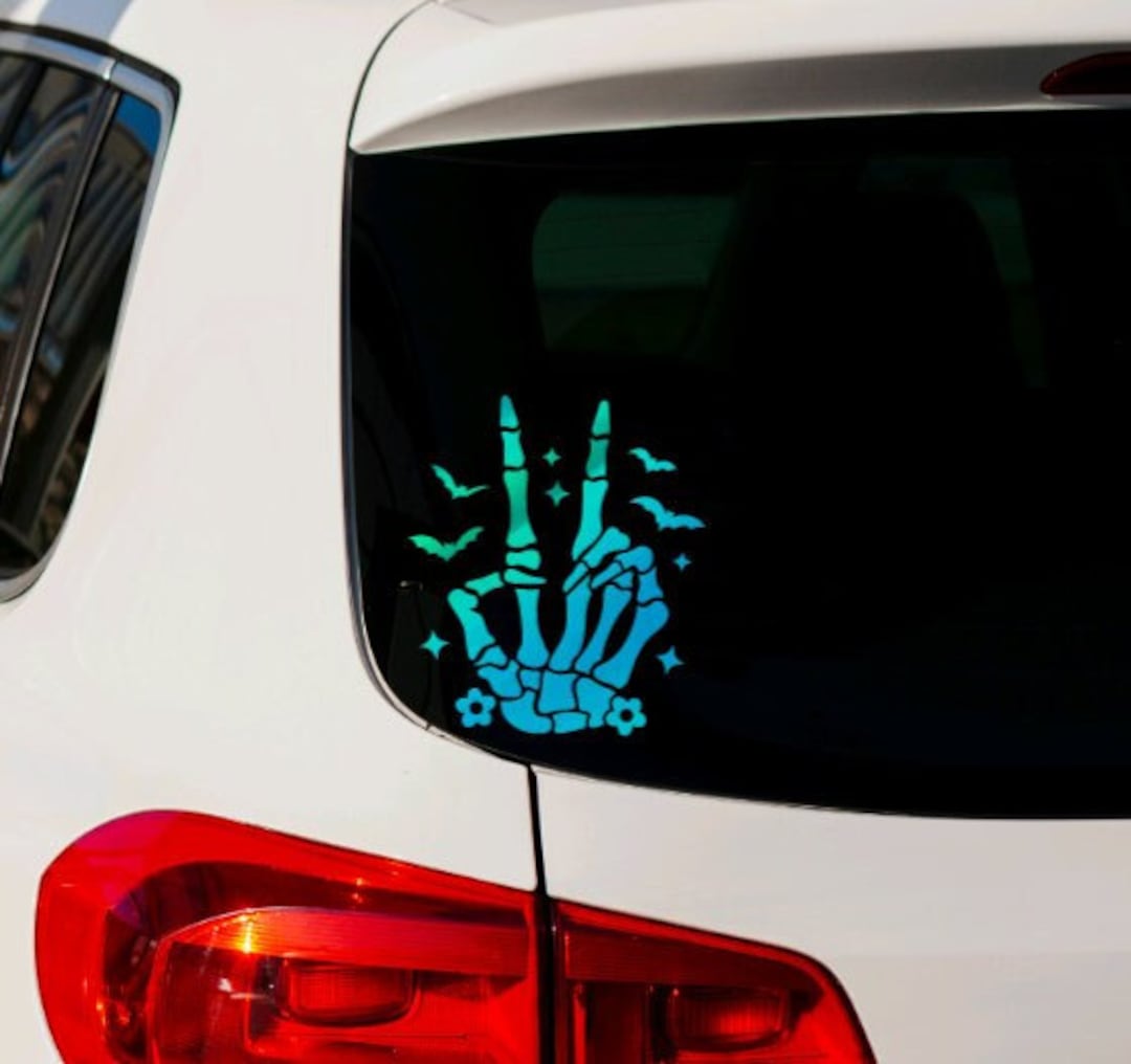 Skeleton Peace Sign Decal Skeleton Hand Decal Spooky Car - Etsy