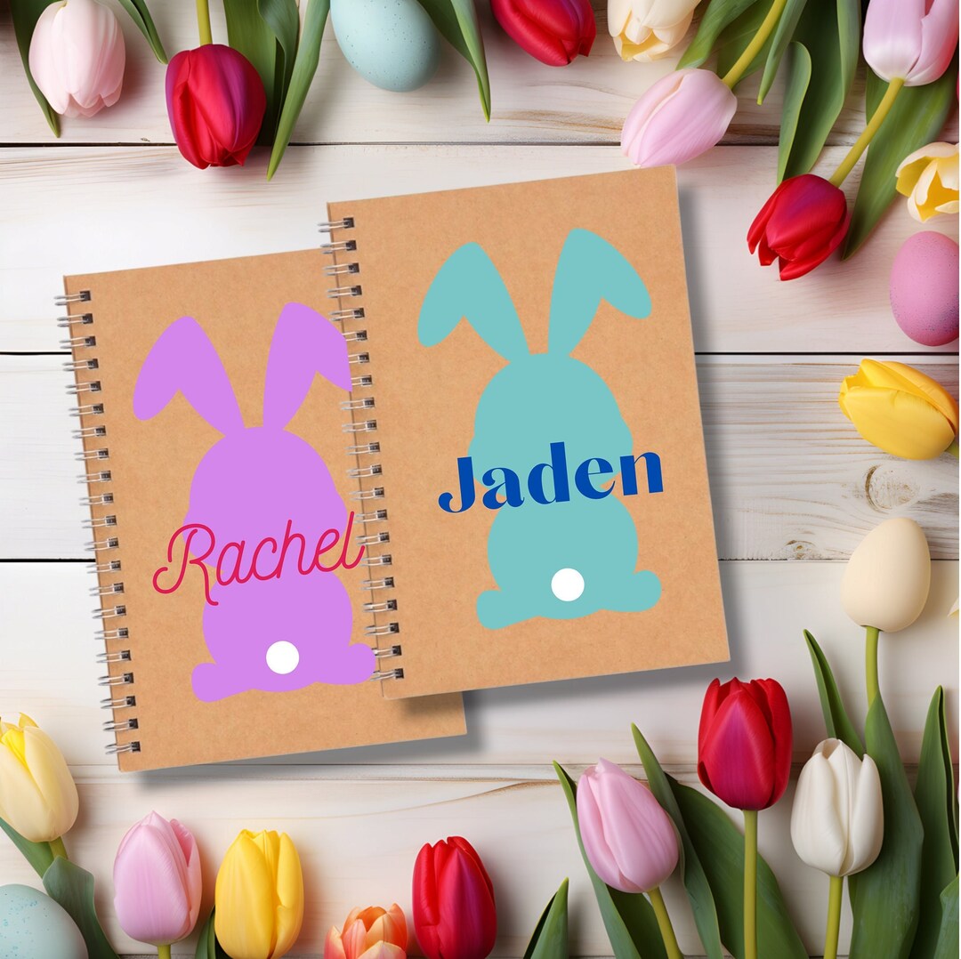 Name Easter Bunny Notebook, Easter Basket Stuffers, Personalized ...