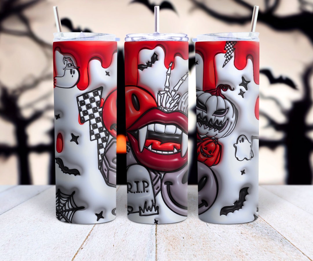 Vampire Vibes 3D Inflated Skinny Tumbler Spooky Cup Smile Face ...