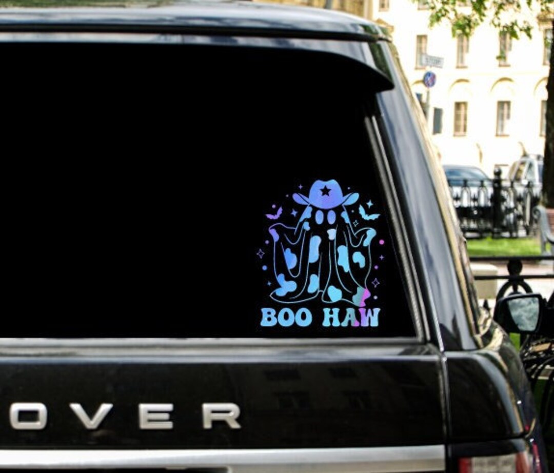 Cowboy Ghost Decal, Boo Haw Decal, Cow Print Ghost, Western Ghost ...