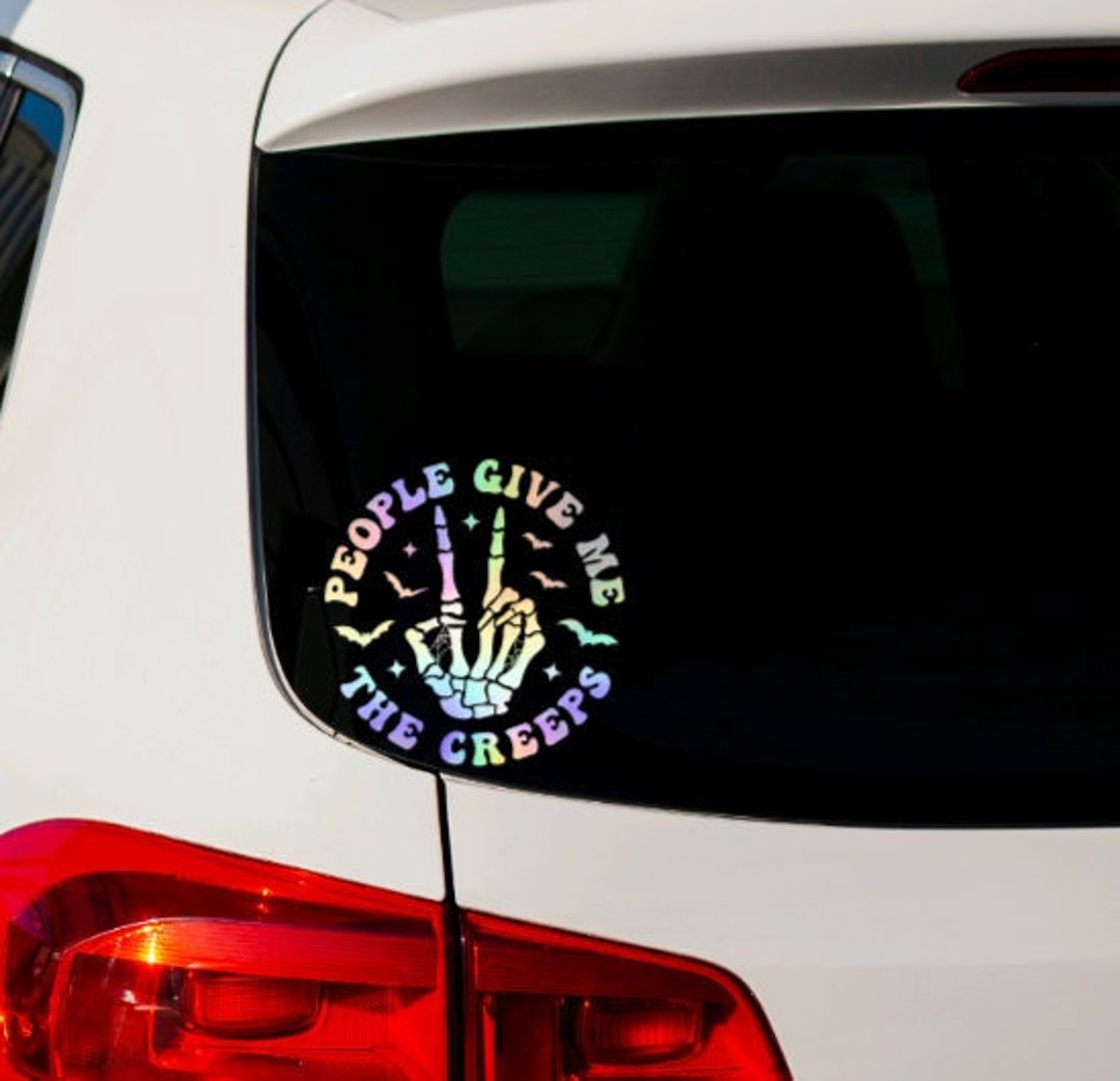 People Give Me the Creeps Vinyl Decal, Skeleton Peace Sign Decal ...
