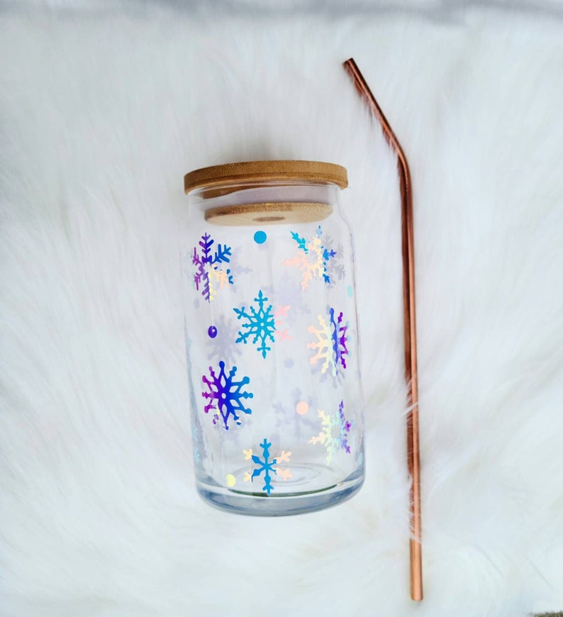 Holographic Snowflakes Beer Can Glass Snowflakes Coffee - Etsy