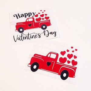 Red Valentine Truck With Hearts Vinyl Decal Farmhouse Truck Decal ...