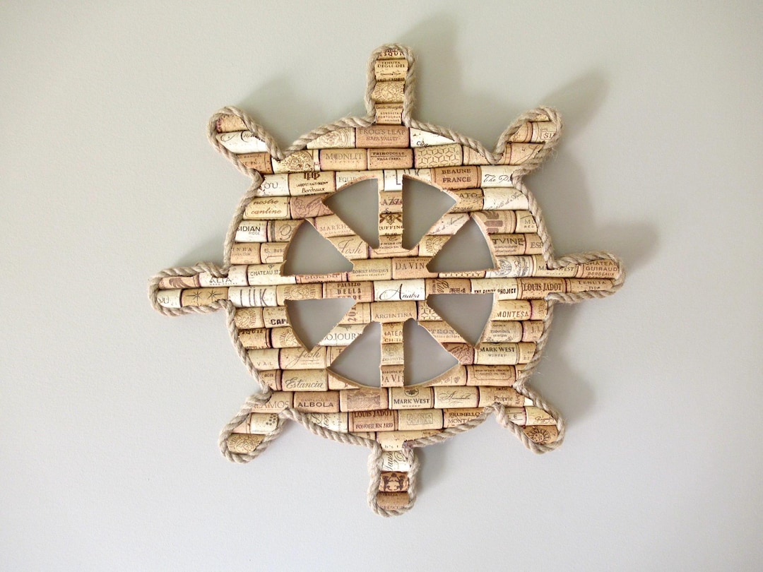 Handmade Cork Ships Wheel Wall Hanging: Coastal Nautical Decor - Etsy
