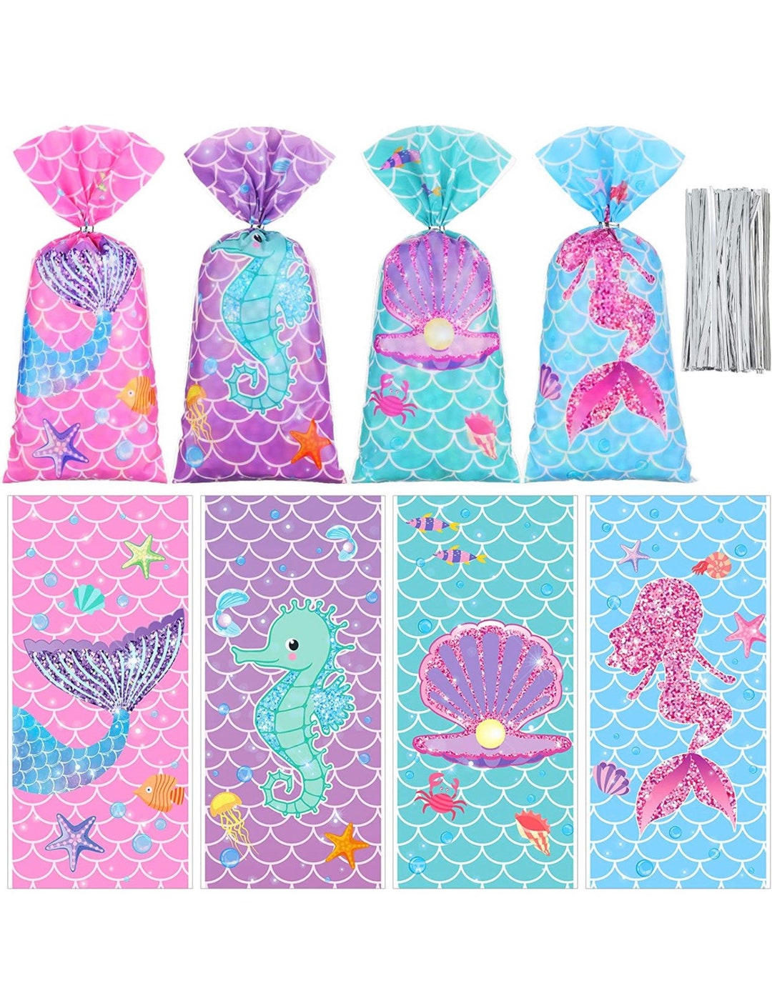 Mermaid Party Favors Bags, Mermaid Party Goodie Candy Bags, Mermaid ...