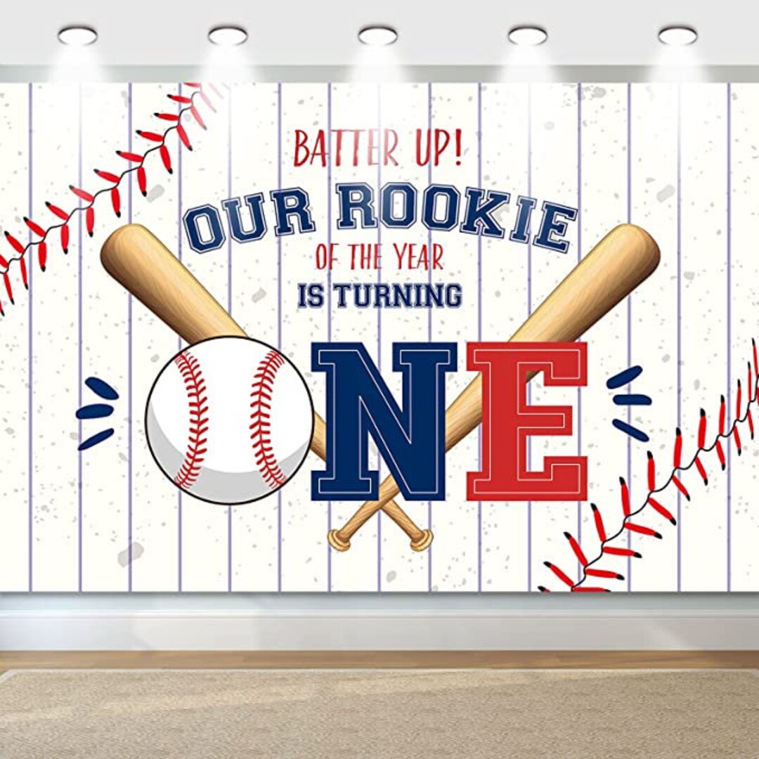 Baseball 1st Birthday Backdrop Rookie of the Year Backdrop - Etsy