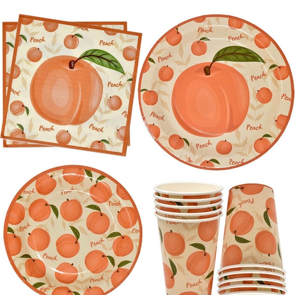 Peach Paper Plates - Etsy