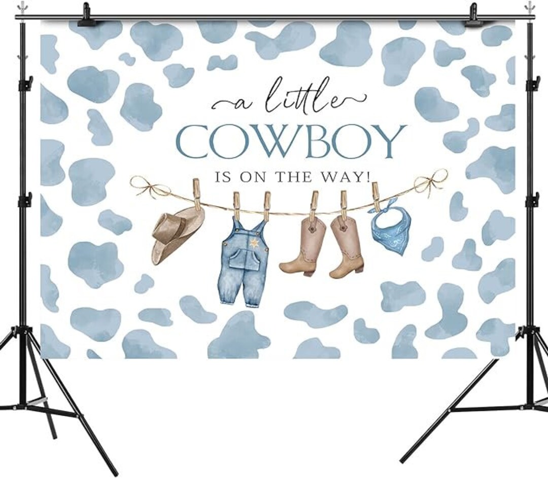 Little Cowboy Backdrop, Cowboy Baby Shower, Little Cowboy is on the Way ...