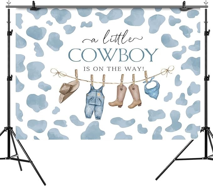 Little Cowboy Backdrop, Cowboy Baby Shower, Little Cowboy is on the Way ...
