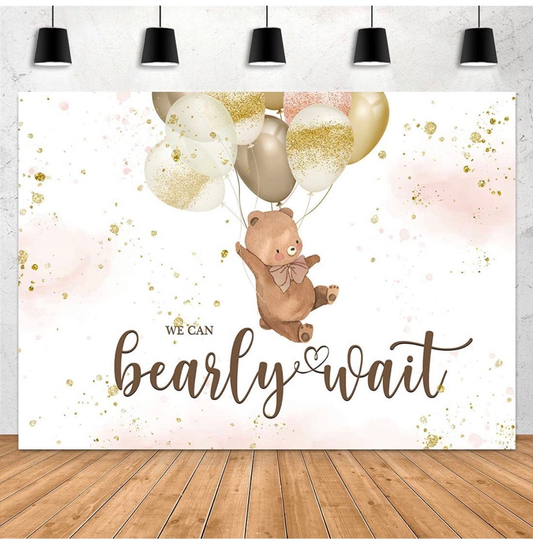 Teddy Bear Baby Shower Backdrop, We Can Bearly Wait Vinyl Photo ...