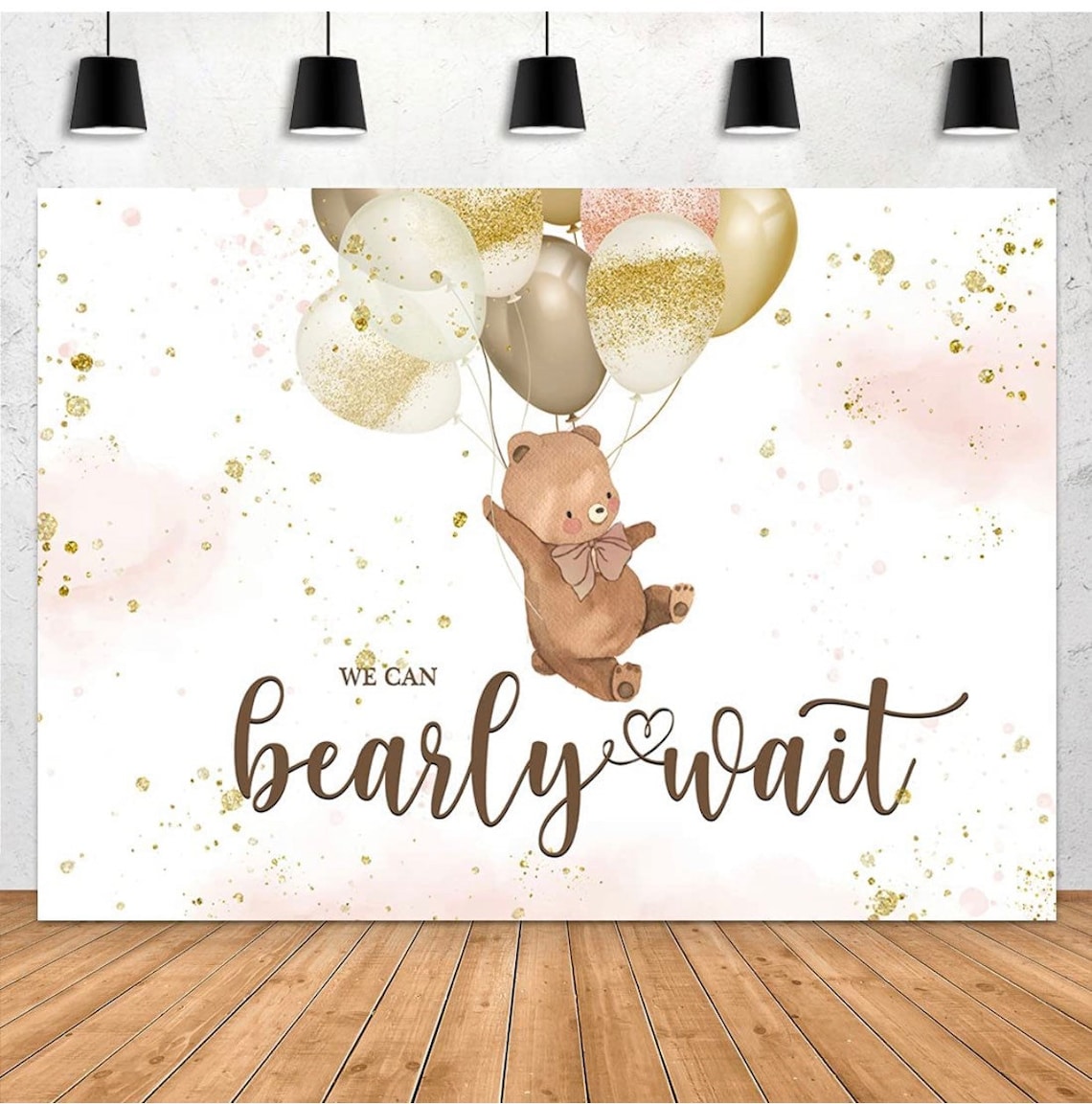 Teddy Bear Baby Shower Backdrop We Can Bearly Wait Vinyl - Etsy
