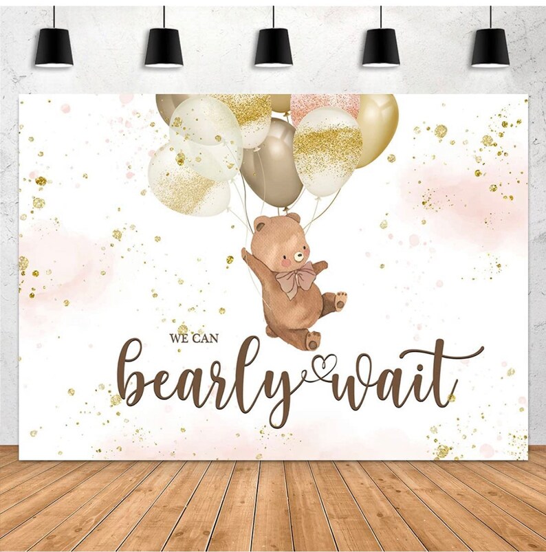 Teddy Bear Baby Shower Backdrop We Can Bearly Wait Vinyl - Etsy