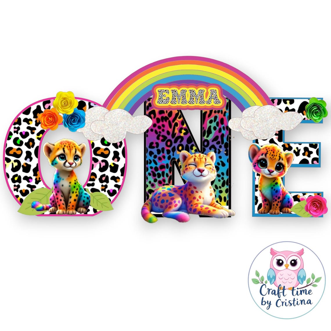 3D Letters, Rainbow Cheetah Letters, Rainbow Cheetah Party Decor ...