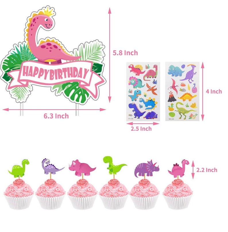 Girl Dino Kit Decoration, Girl Dinosaur Party Decorations, Pink ...
