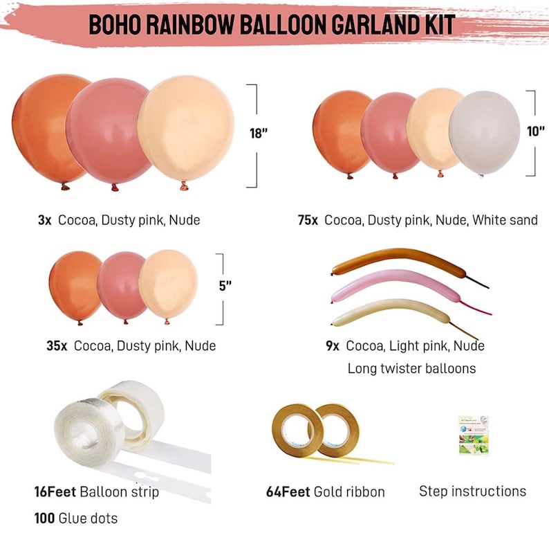 Boho Rainbow Balloon Kit, Boho Rainbow Party Decorations. Rainbow ...