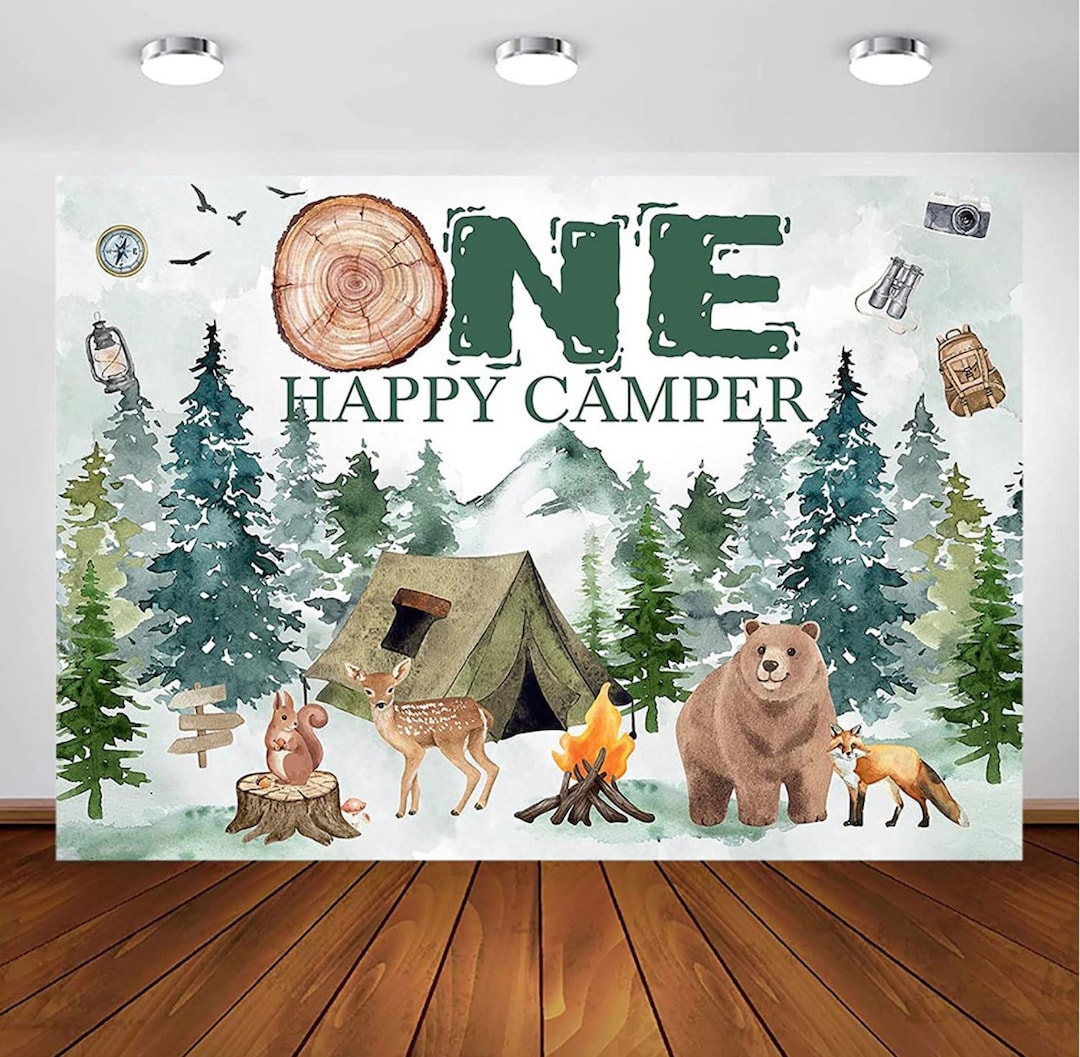 One Happy Camper Backdrop, Happy Camper Backdrop, One Happy Camper ...