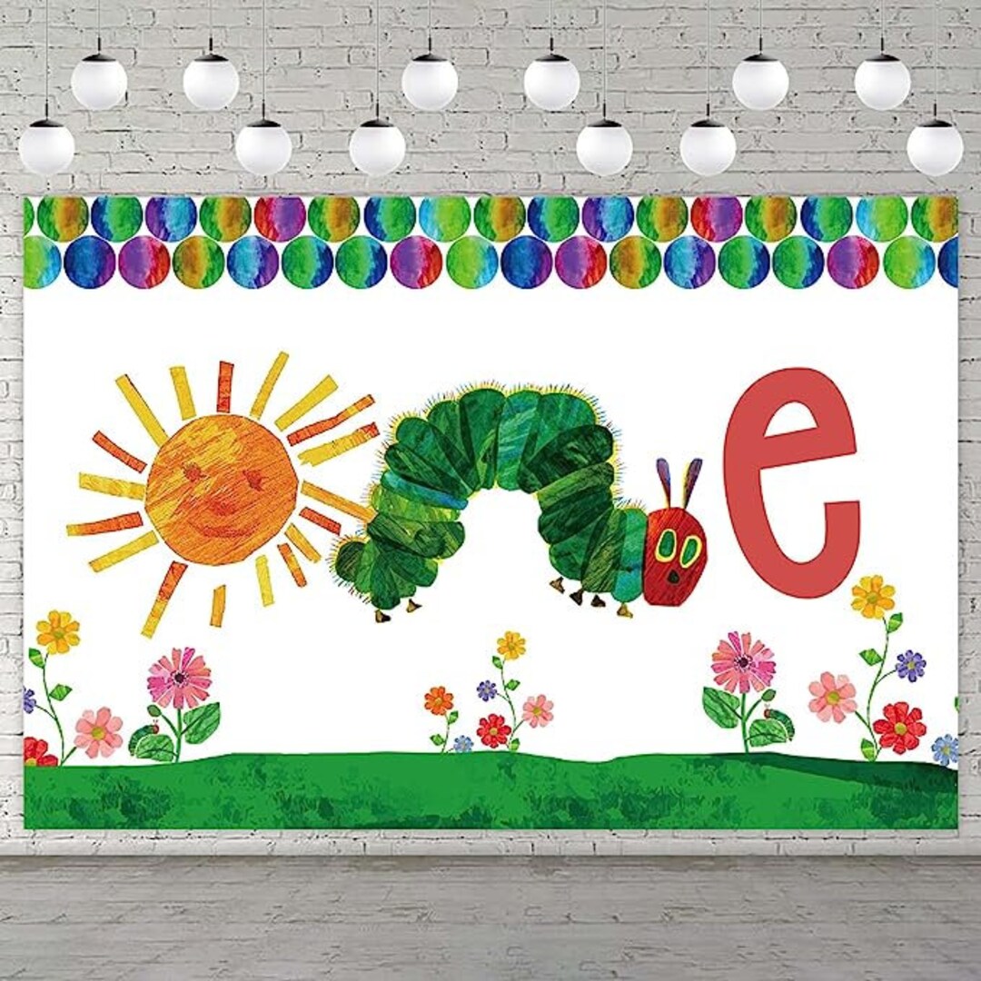 Green Caterpillar Backdrop, Green Caterpillar Party, Caterpillar ...