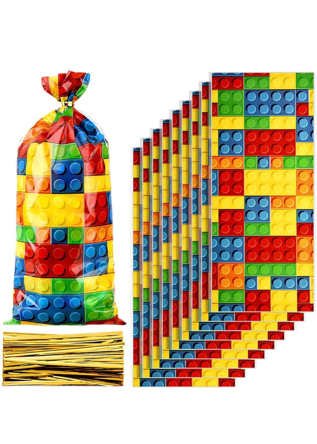 Building Blocks Treat Bags, Brick Treat Bags, Block Birthday, Block ...