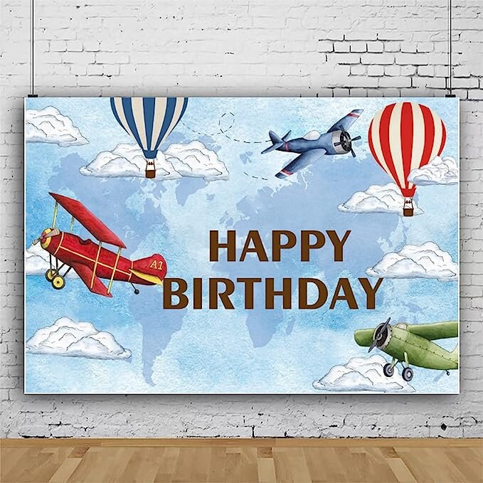 Airplane Backdrop, Time Flies Birthday, Time Flies Backdrop, Airplane ...