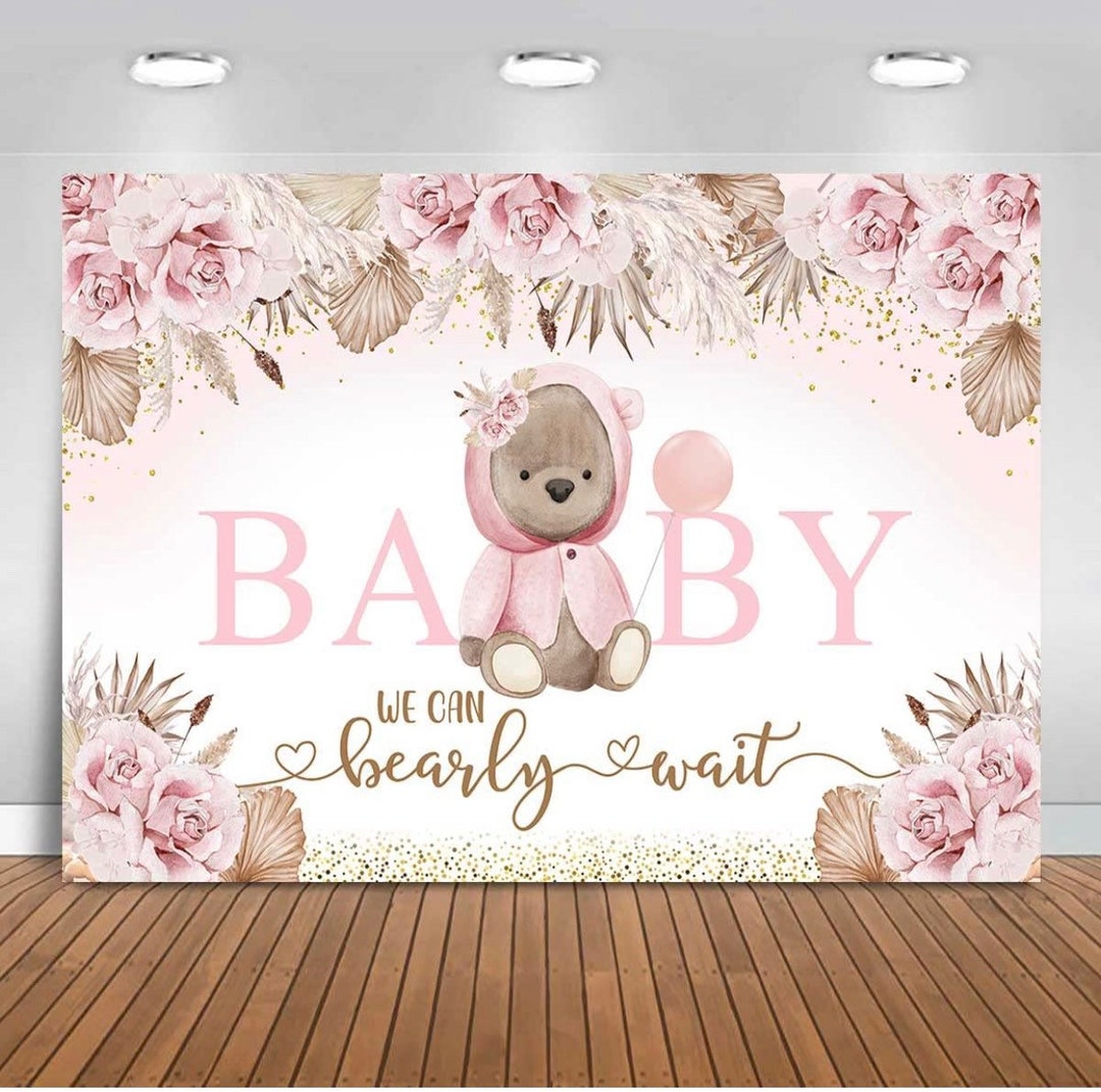 Teddy Bear Baby Shower Backdrop, We Can Bearly Wait Vinyl Photo ...
