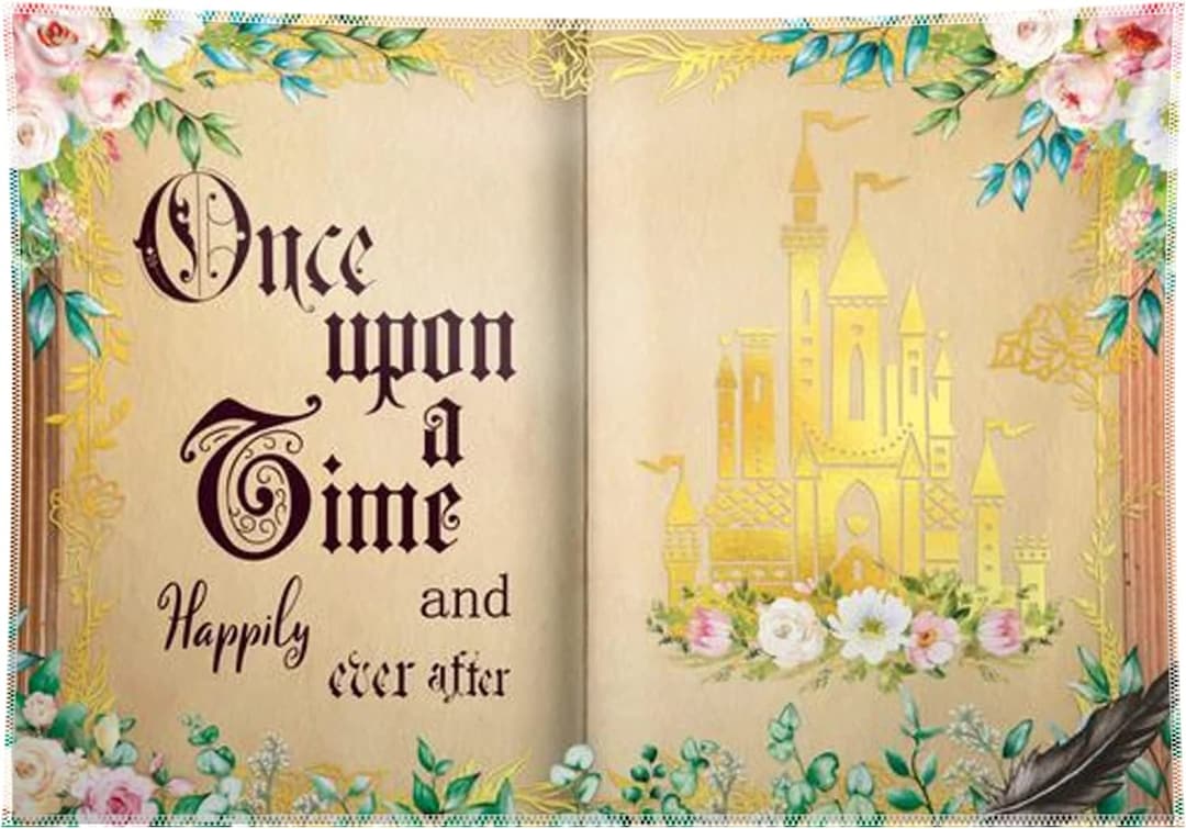 Fairytale Baby Shower Backdrop, Gold Book Backdrop, Once Upon A Time ...