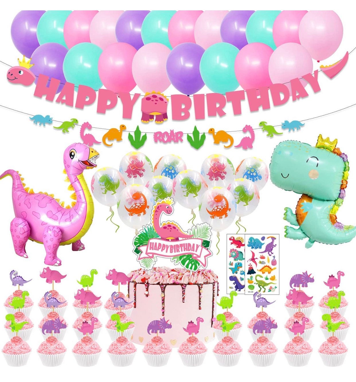 Girl Dino Kit Decoration Girl Dinosaur Party Decorations - Etsy