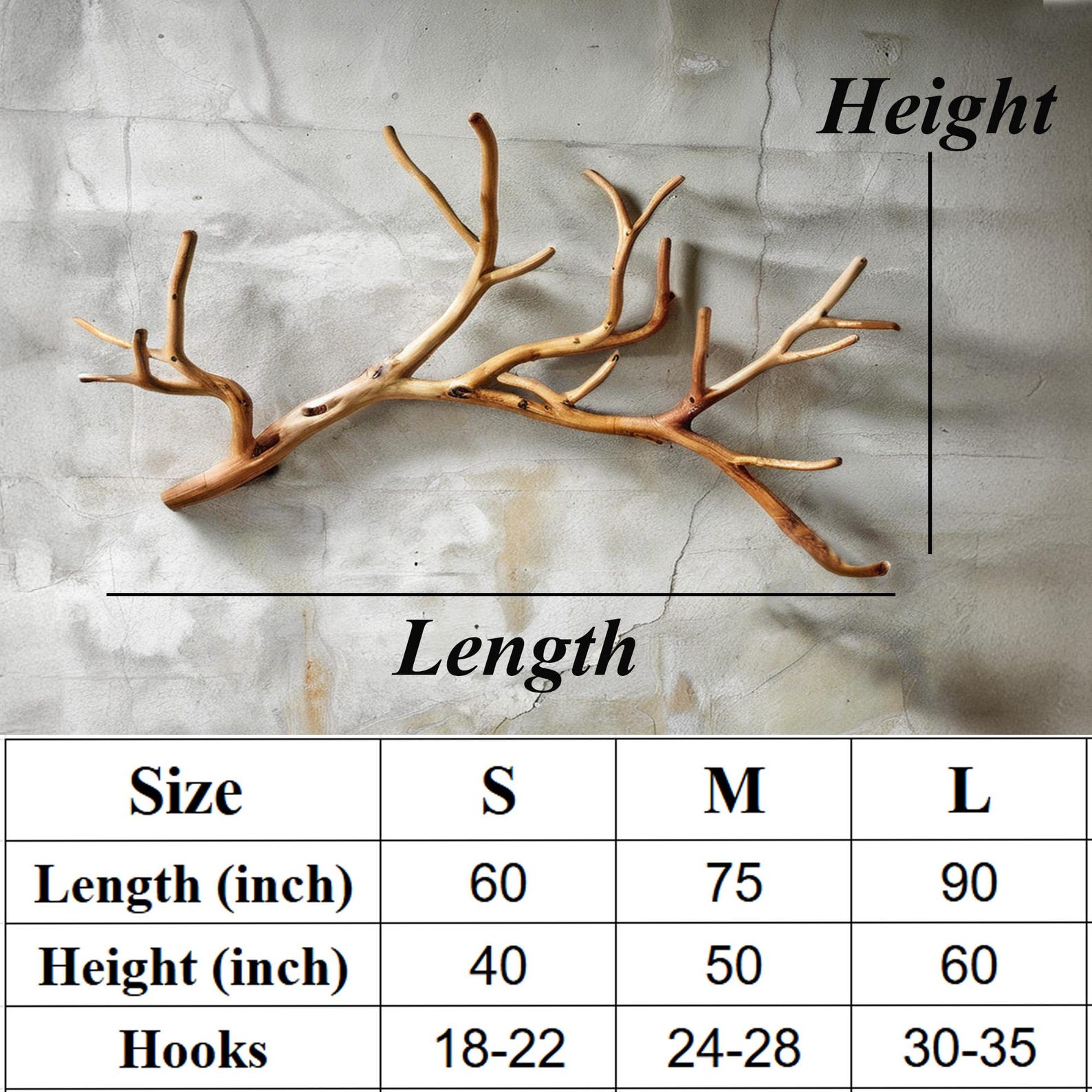 Tree Branch Coat Rack Wall Mount Natural Wood Hanging Clothes Rack ...