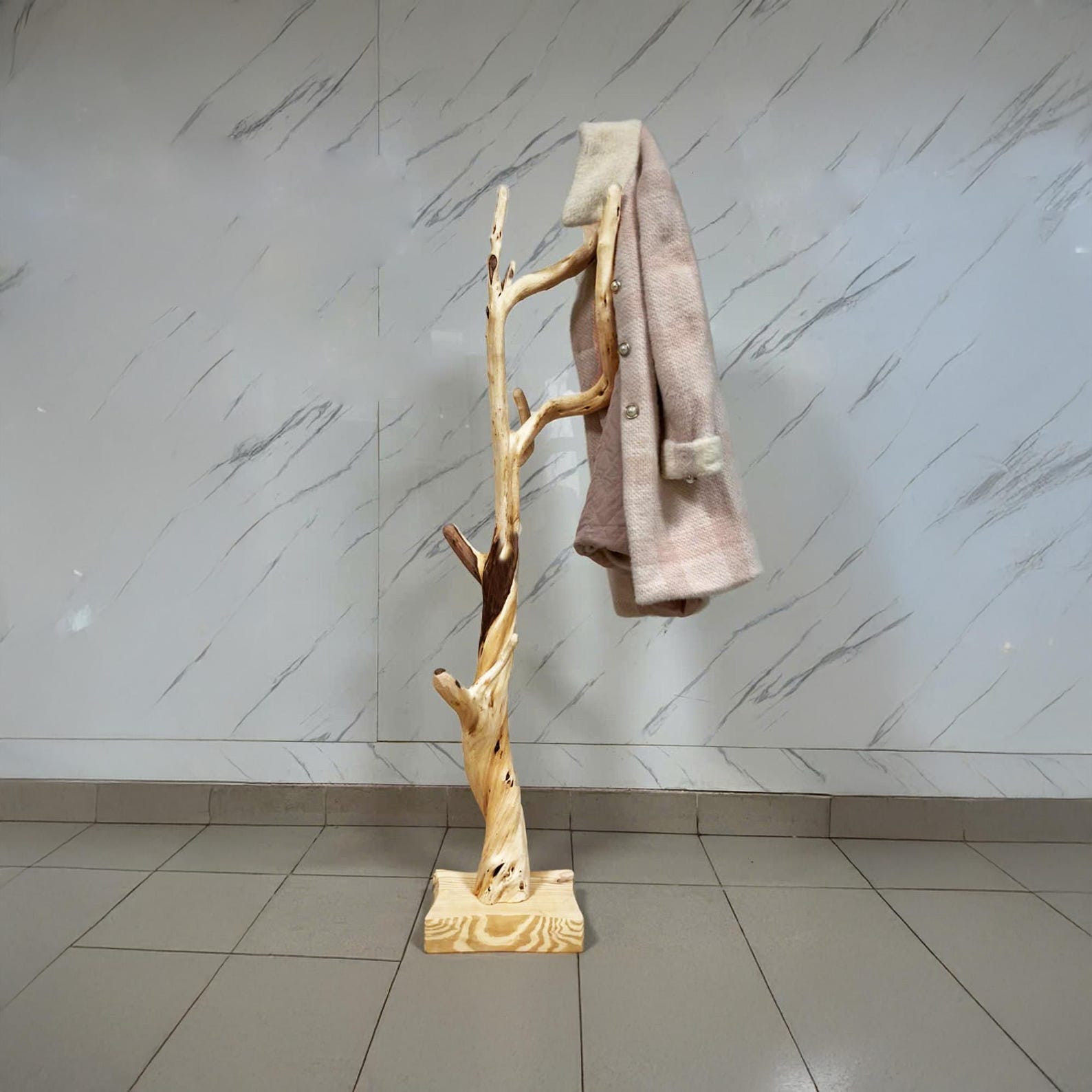 Free Standing Coat Rack Tree Branch Coat Hooks Natural Clothing Rack ...