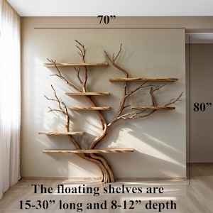 Tree Branch Bookcase Floating Book Shelf Driftwood Art Bookshelf Decor ...