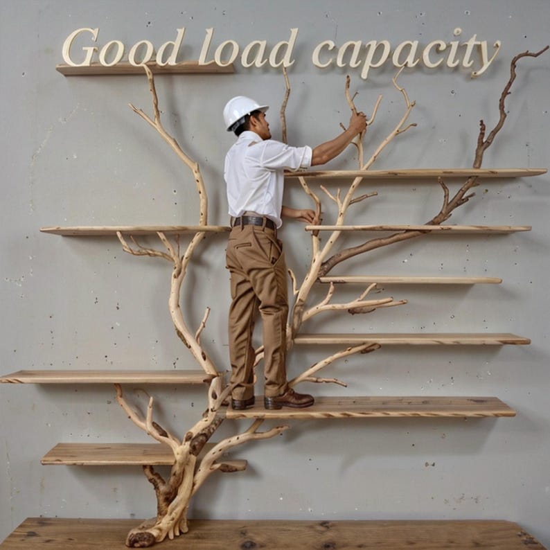 Tree Branch Bookshelf Decorations Corner Wall Mount Solid Wood Floor ...