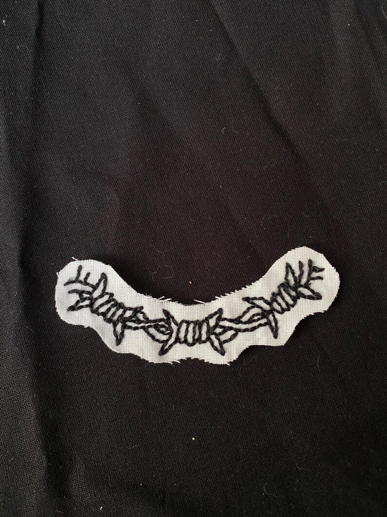 Hand Embroidered "barbwire" Sew on Patch - Etsy