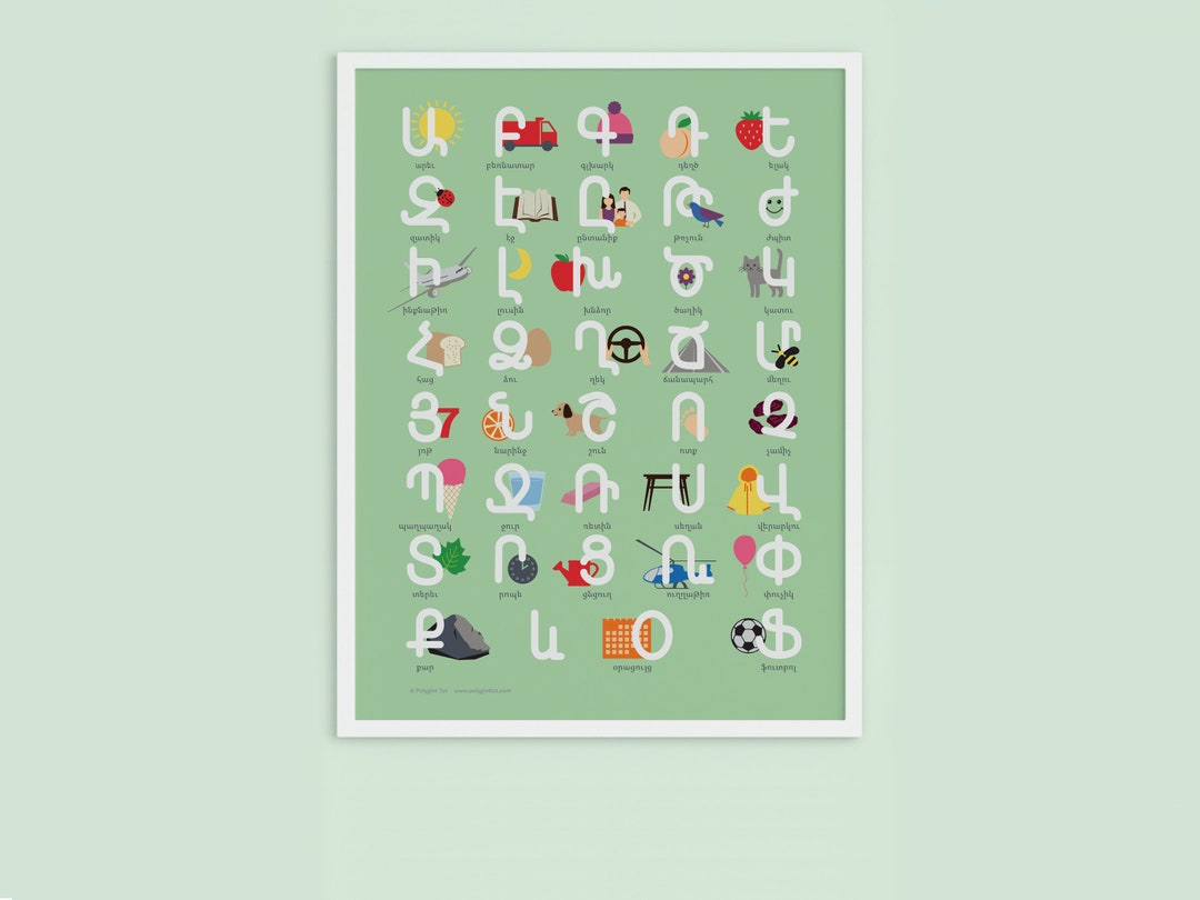 Armenian Alphabet Poster (green) | Armenian Letters Print for Children ...