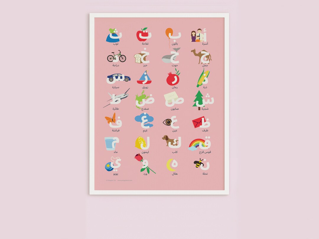 Arabic Alphabet Poster in Pink | Arabic Alphabet Print | Arabic ...