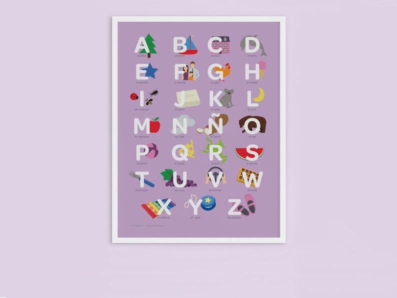 Spanish Alphabet Poster in Purple | Alfabeto Español | Spanish Language ...