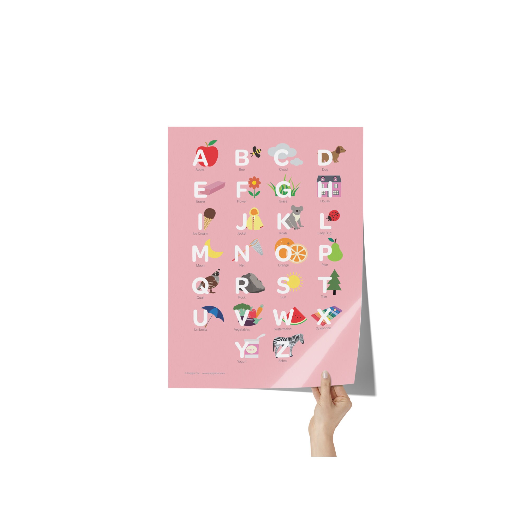 English Alphabet Poster in Pink English Letters Art Print - Etsy