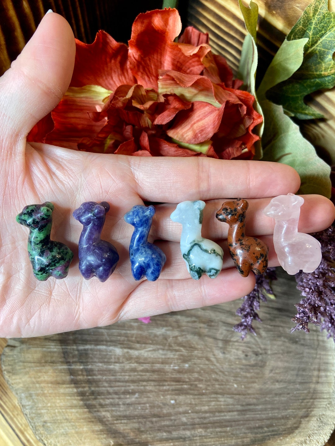 Mini Crystal Llama, Crv266, Rose Quartz Llama, Lepidoite Llama, Ruby ...