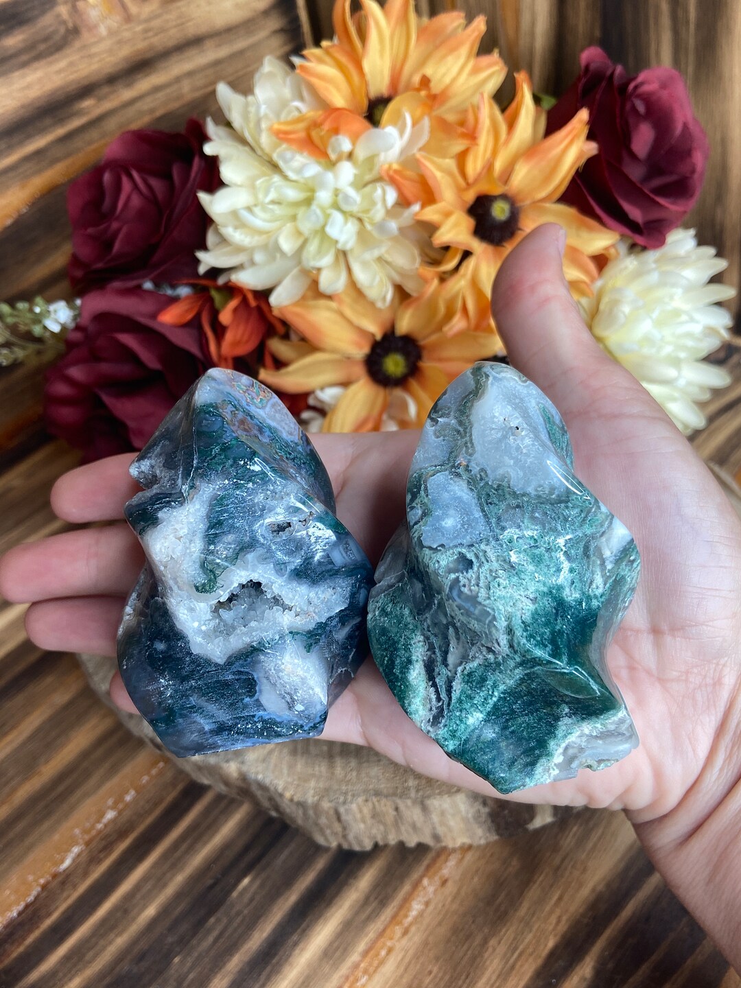 Moss Agate Flame, Crystal Flame Carving, Twr350 - Etsy