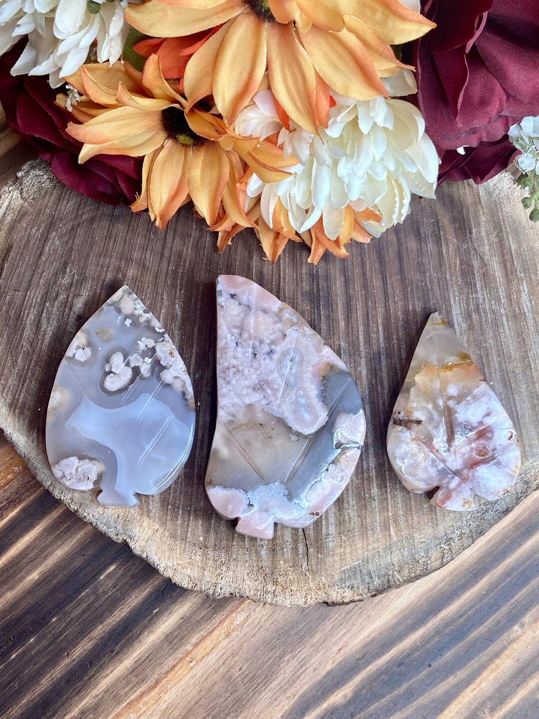 Flower Agate Leaf Carving, Crv409, Flower Agate Crystal, Crystal Leaf ...
